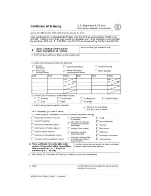 Msha Form Part Fill And Sign Printable Template