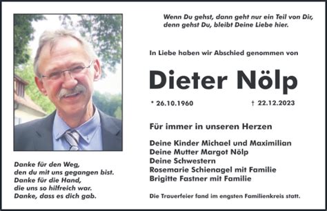 Traueranzeigen von Dieter Nölp trauer flz de