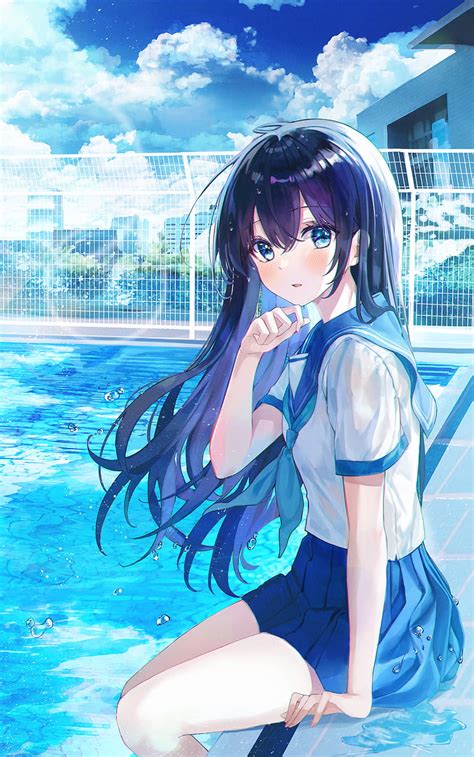 Anime Girl With Long Hair And Blue Eyes