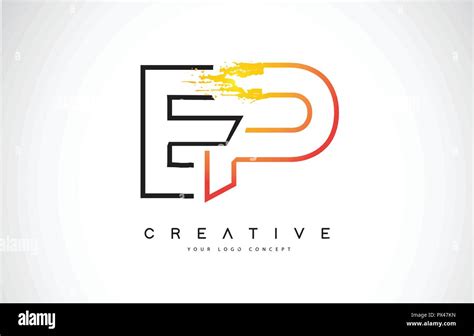 EP Creative Modern Logo Design Vetor With Orange And Black Colors