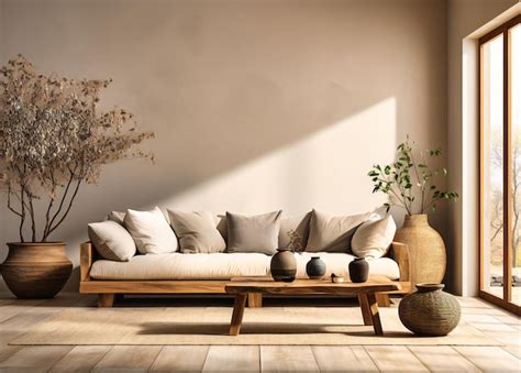 Premium Ai Image A Sofa And Coffee Table In A Minimalist Living Room