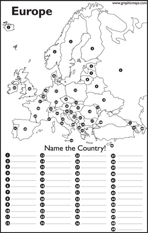 Free Printable Europe Map Worksheet