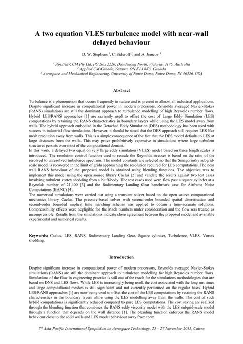 pdf a two equation vles turbulence model with near wall delayed behaviour