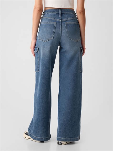 High Rise Stride Wide Leg Cargo Jeans Gap