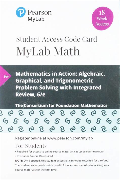 buy mylab math with pearson etext 18 week standalone access card for mathematics in action