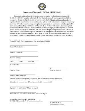 Fillable Online Contractor Affidavit Under O C G A 13 10 91 B 1