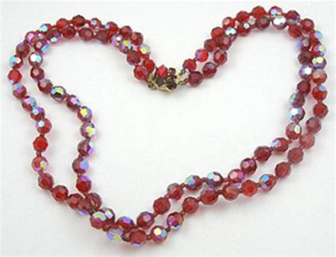 Red Crystal Bead Necklace Garden Party Collection Vintage Jewelry