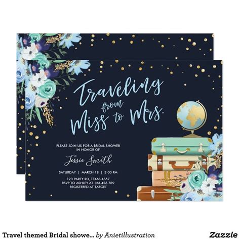 Travel Themed Bridal Shower Invitation Miss To Mrs Fall Bridal Shower
