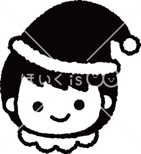 サンタクロースの帽子をかぶった男の子モノクロイラスト保育で使える無料素材ほいくisダウンロード