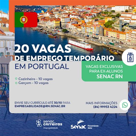 Senac Empregabilidade Oferta 20 Vagas De Trabalho Em Portugal Senac RN
