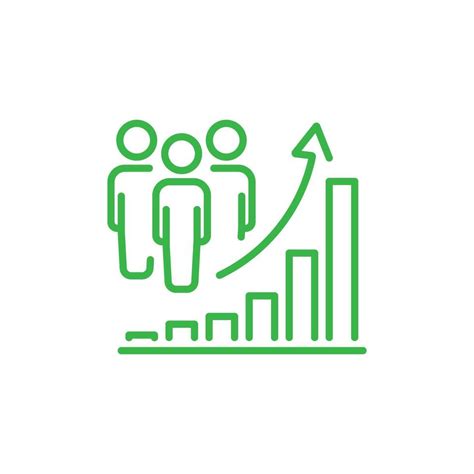 Green Population Growth Line Art Icon Increase Social Development