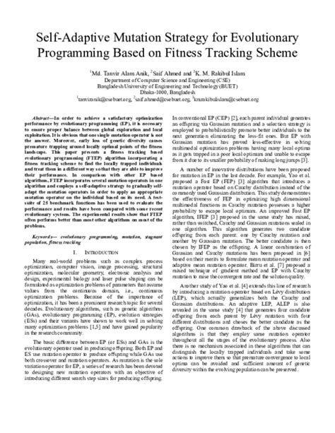 pdf self adaptive mutation strategy for evolutionary programming based on fitness tracking