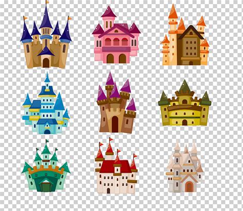 Seis Ilustraciones De Castillo En Colores Surtidos Castillo De Dibujos