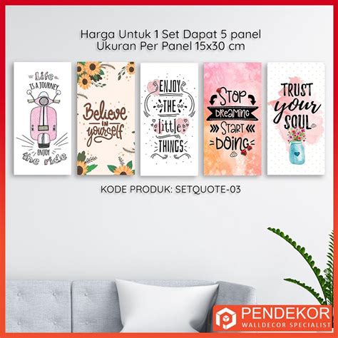 Jual Set Hiasan Dinding Quote Motivas Dapat Panel Pajangan Dinding