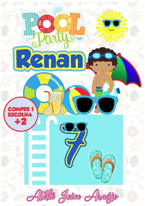 Topo Topper De Bolo Tema Pool Party Menina Arquivo Digital No Elo The