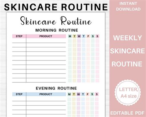 Skincare Routine Editable Printable Skincare Routine Skincare