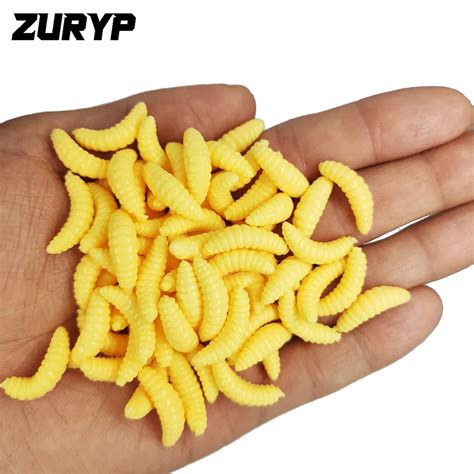 ZURYP Fishing Lure Lifelike Worm Maggot Grub Soft Bait Silicone