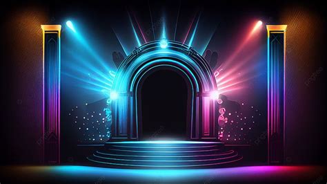Stage Neon Light Illustration Background Stage Neon Lights