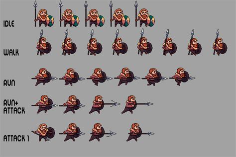 Free Warrior Pixel Art Sprite Sheets Download