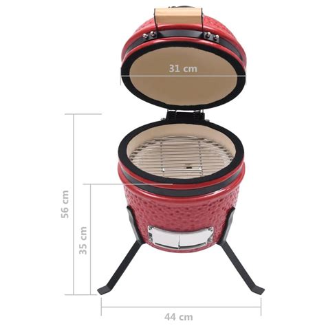 vidaXL Barbecue à fumoir Kamado 2 en 1 Céramique 56 cm Rouge Leen Bakker