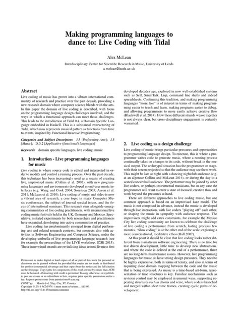 making programming languages to dance to live coding with tidal pdf computer programming