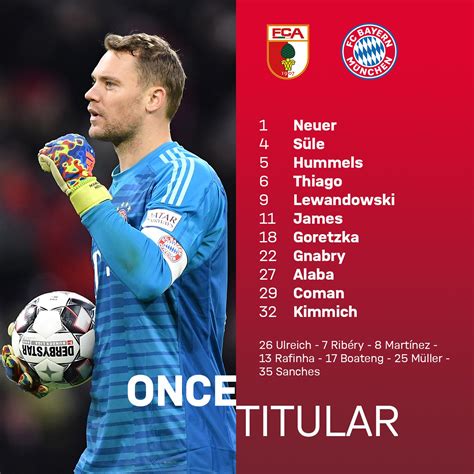 FC Bayern München Español on Twitter Nuestro 11 en Augsburgo