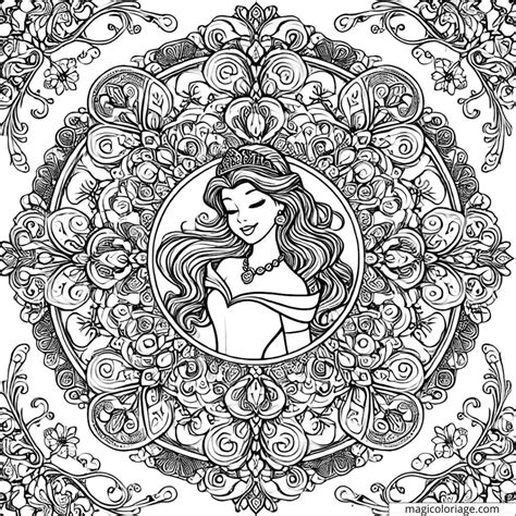 Coloriage mandala Disney princesse magnifique à imprimer