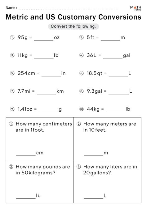 Metric Conversion Worksheets Math Monks Worksheets Library