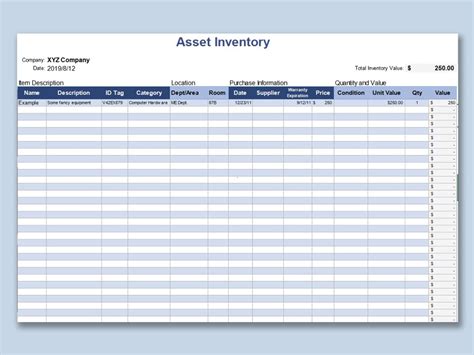 Asset List Template Free List Templates