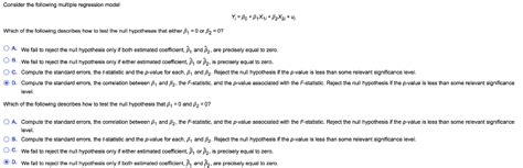solved consider the following multiple regression model