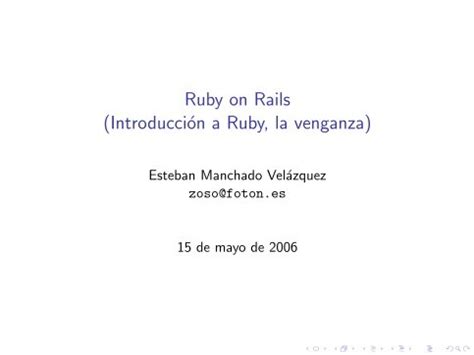 PDF de programación Ruby on Rails Introducción a Ruby la venganza