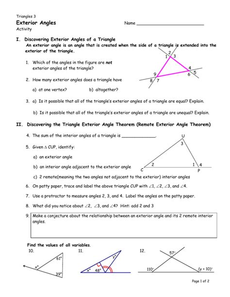 Interior And Exterior Angles Of A Triangle Lesson Plan Cabinets Matttroy