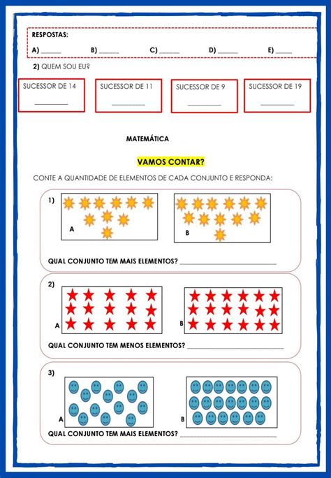 1º ano Atividades de matemática maior menor dezena e outros