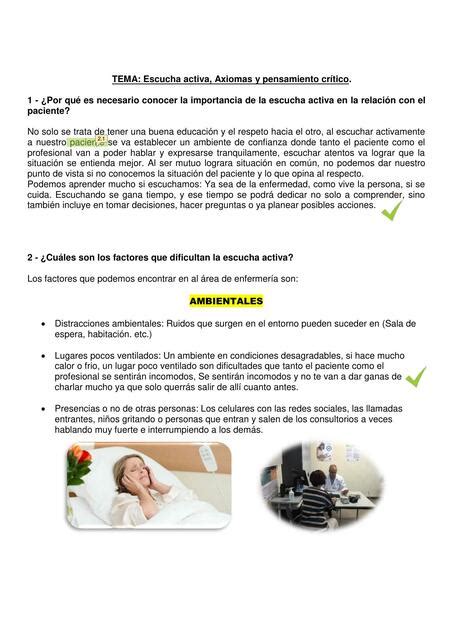 ESCUCHA ACTIVA PENSAMIENTO CRITICO PP1 Enfermería uDocz