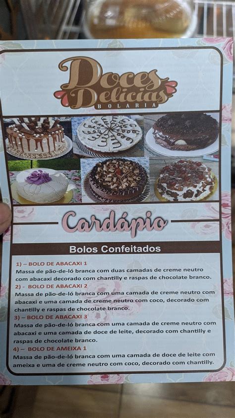Menu em Doces Delícias Bolaria Confeitaria e Bolos Caseiros café Santo