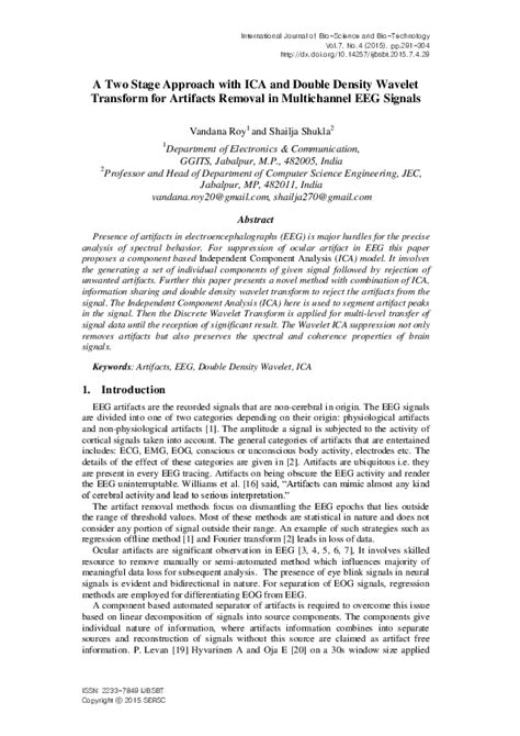 pdf a two stage approach with ica and double density wavelet transform for artifacts removal