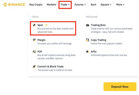 Cómo hacer trading Spot en el sitio web de Binance Binance