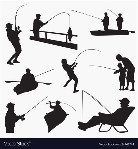 Fishing Man Silhouettes Royalty Free Vector Image