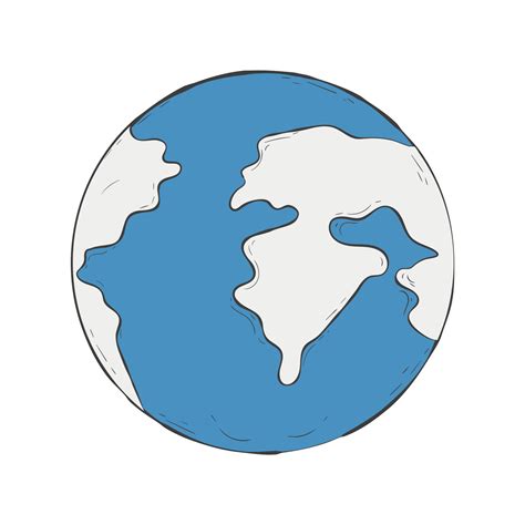 Simple Earth Globe In Doodle Style Vector Illustration Of Planet Earth