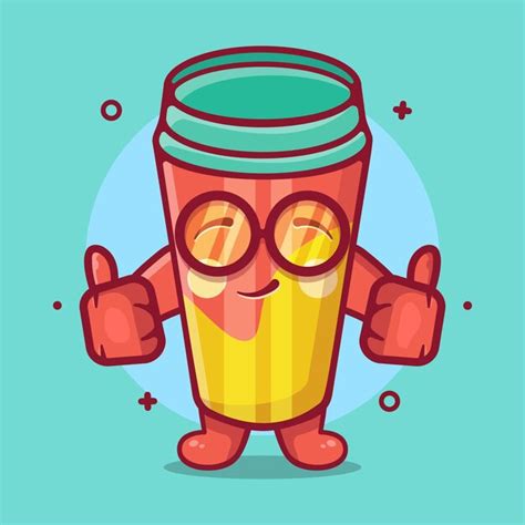 Divertido Personaje De Vaso De Agua Mascota Con Pulgar Arriba Gesto De