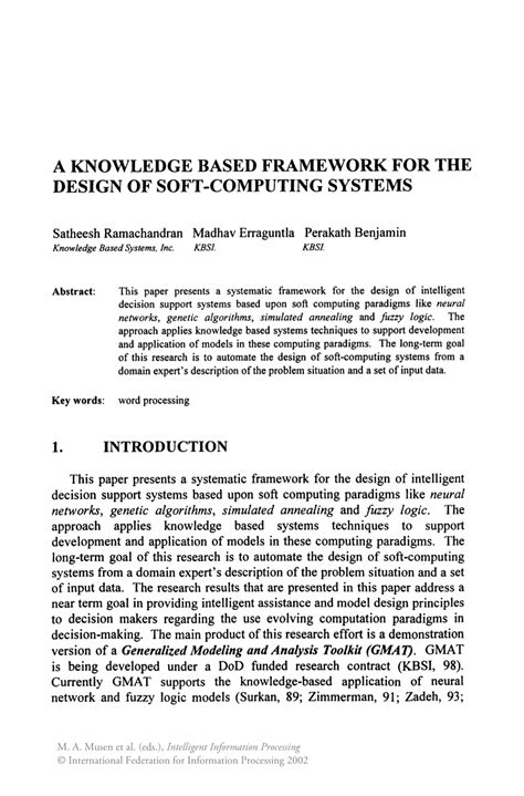 pdf a knowledge based framework for the design of soft computing systems
