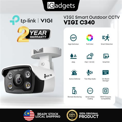TP Link VIGI C340 4MP AI CCTV Outdoor Full Colour HD Bullet IP Network