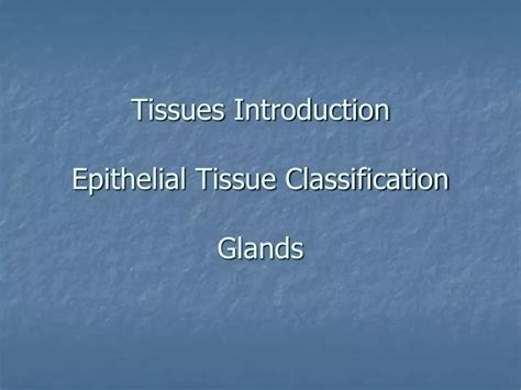 PPT Tissues Introduction Epithelial Tissue Classification Glands