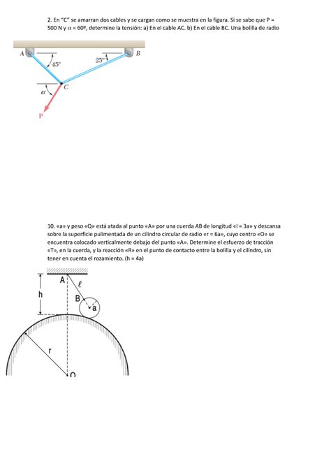 Estatica Resumen Estadistica General En C Se Amarran Dos Cables Y