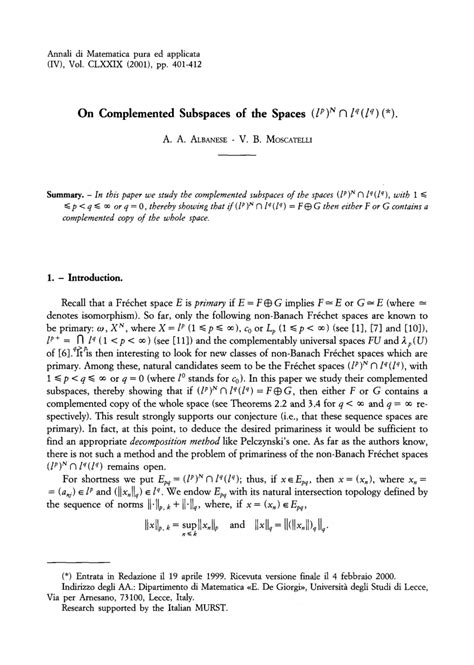 pdf on complemented subspaces of the spaces l p n ∩l q l q
