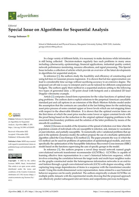 pdf special issue on algorithms for sequential analysis