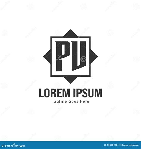 Initial PV Logo Template With Modern Frame Minimalist PV Letter Logo