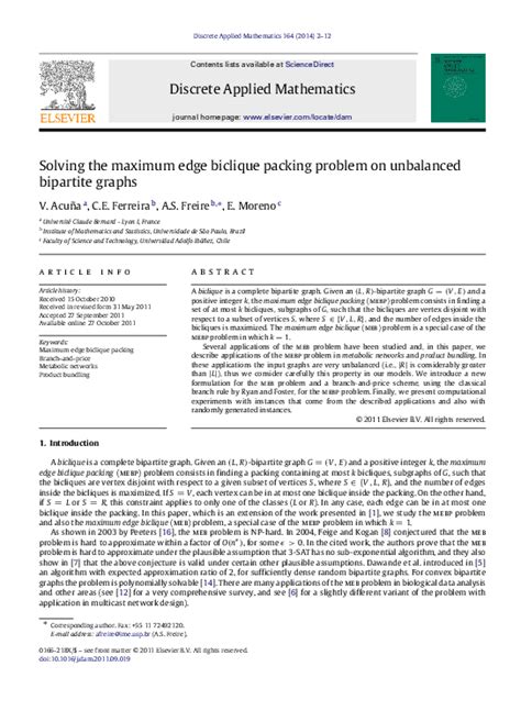 pdf solving the maximum edge biclique packing problem on unbalanced bipartite graphs carlos