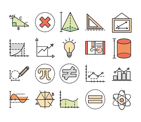 Matemáticas educación escuela ciencia colección de iconos de línea y