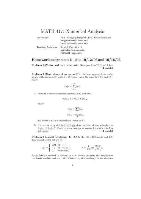 homework 5 numerical methods math 417 docsity